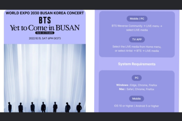 Cara Nonton Streaming Konser BTS di Busan, Tayang Gratis di Weverse - Korea Katadata.co.id