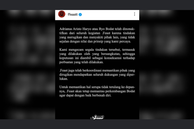 Akui Lakukan Kekerasan Seksual, Ryo Bodat Dinonaktifkan dari .Feast ...