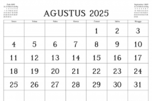 Kalender Agustus 2025 Lengkap dengan Tanggal Merah Peringatan HUT RI ...